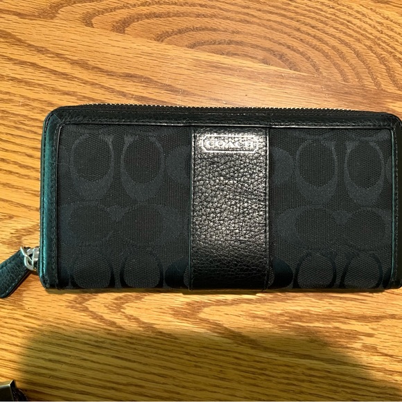 Coach | Bags | Coach Black Signature Zip Wallet | Poshmark